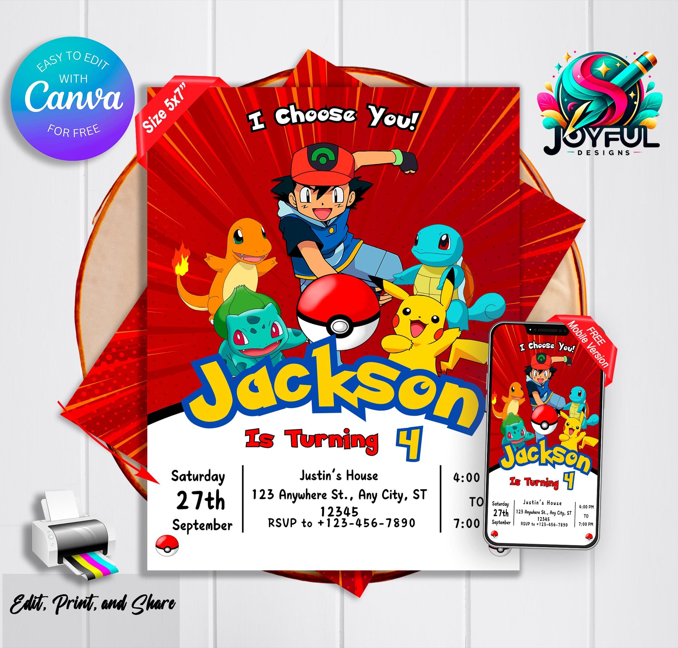 Pokemon Birthday Invitation | Editable & Printable Template | Pokemon ...