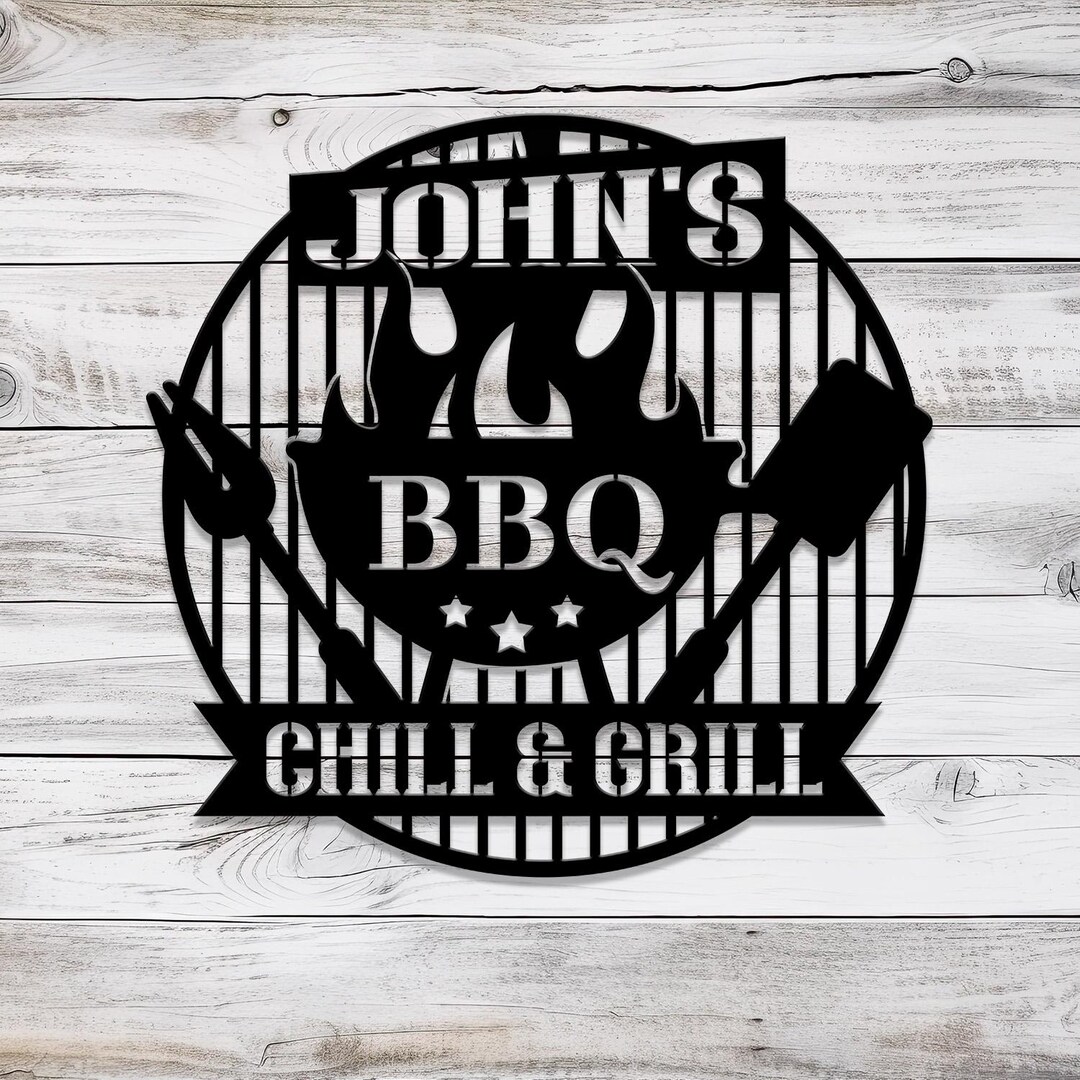 Personalized Backyard Bar & Grill Metal Sign Custom BBQ Sign, Outdoor ...