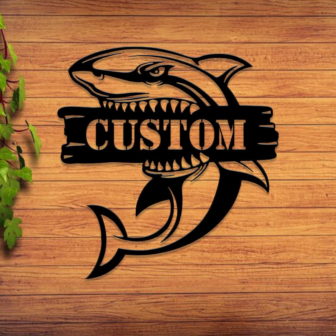 Custom Great White Shark LED Metal Sign Personalized Name Sign for ...