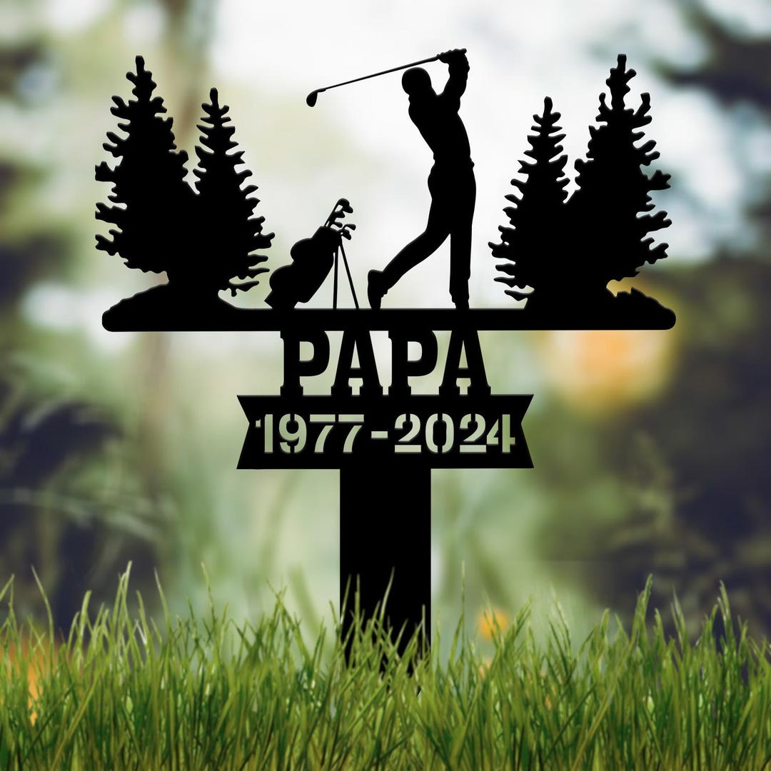 Personalized Golfing in Heaven Memorial Stake Metal, Golfer Memorial ...