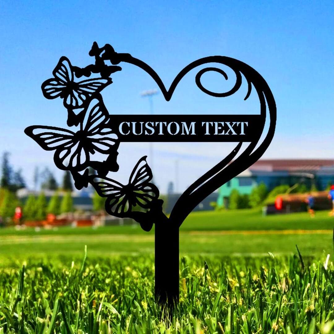 Buffterfly Garden Sign, Personalized Bufterfly Garden Stake, Metal ...