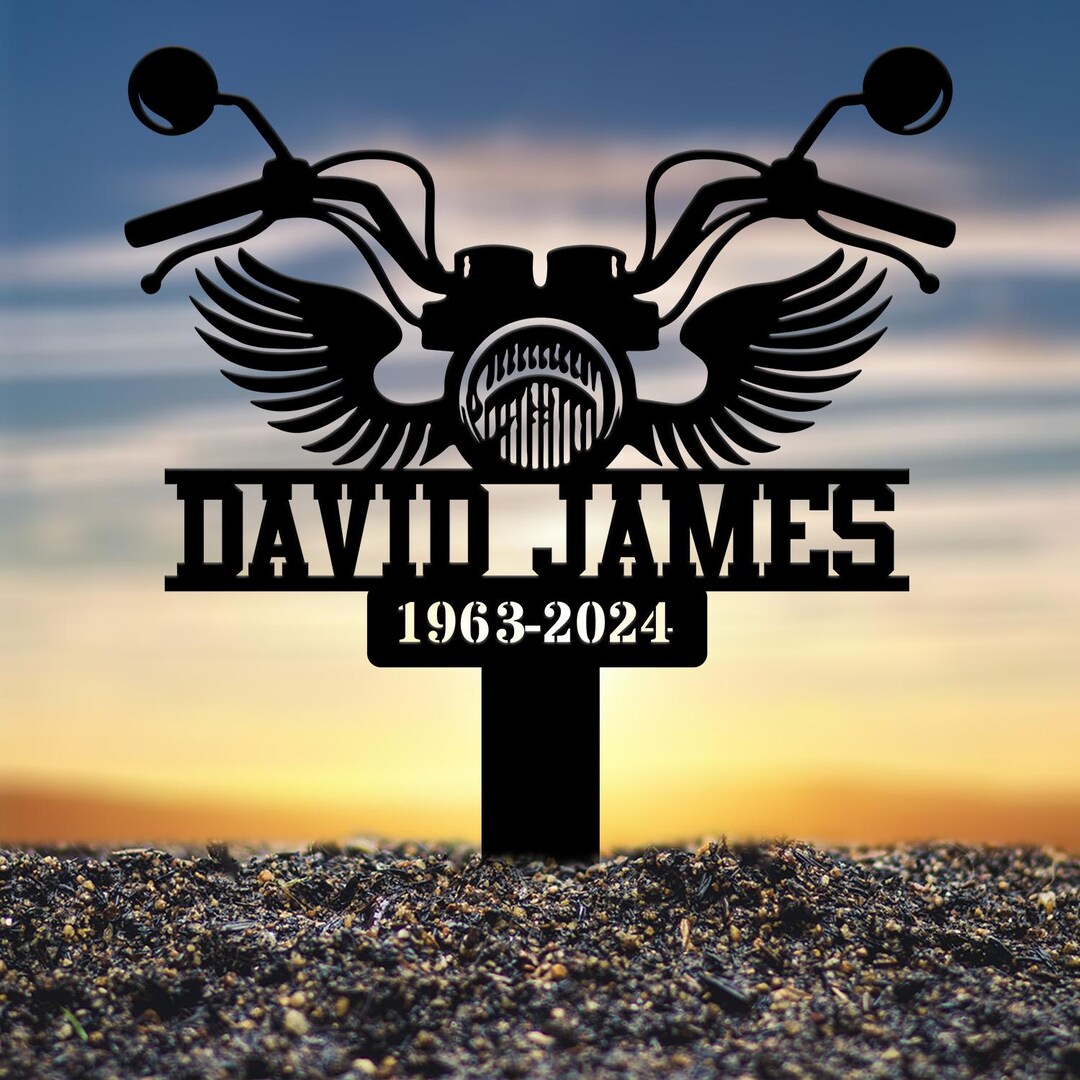 Custom Motorcycle With Wings Memorial Plaque Stake, Personalized Rider ...