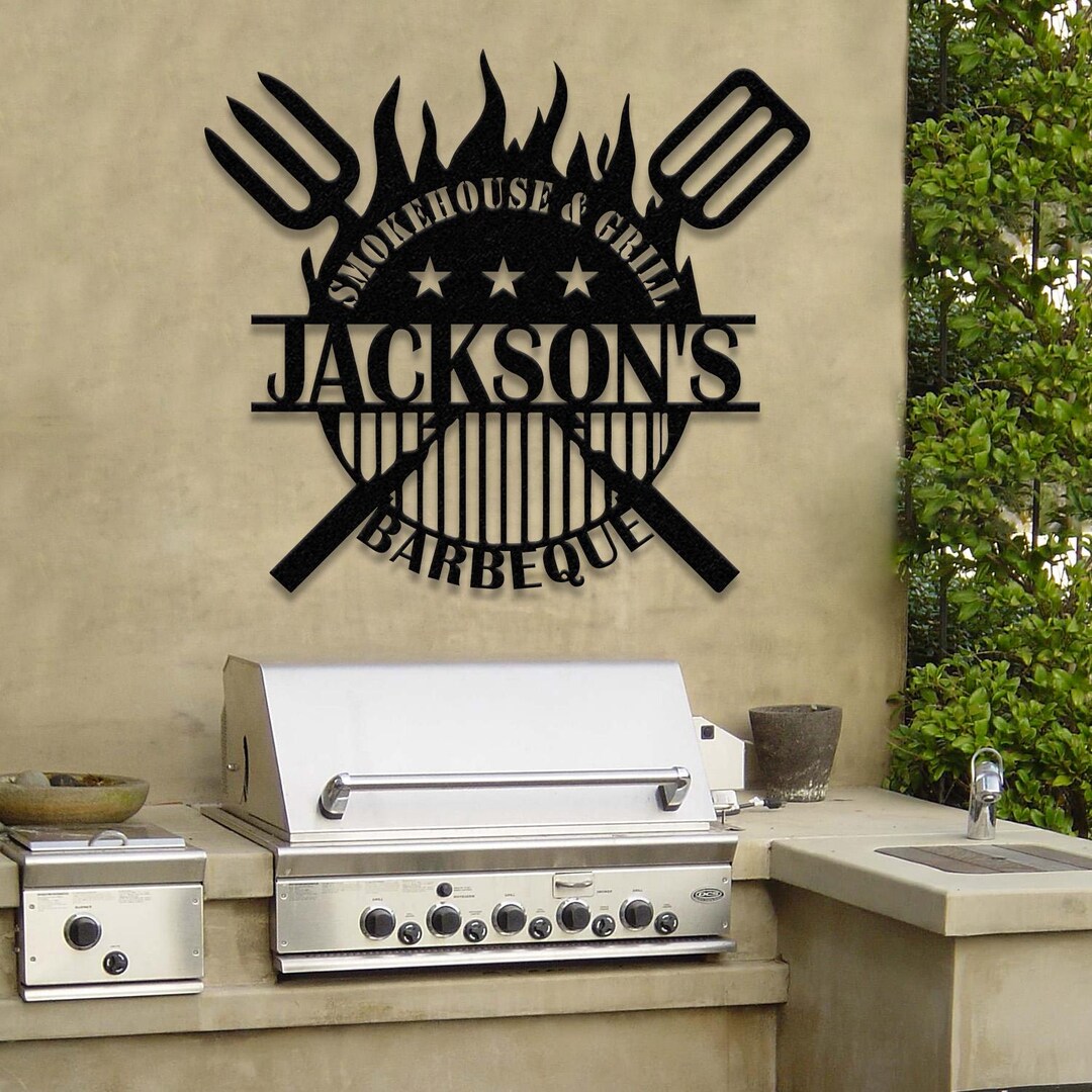 Personalized Metal Barbecue Wall Sign With Led Light, Custom Grill Sign ...