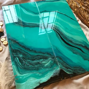 Turquoise Epoxy Backgammon Set|chips Backgammon Dices|board Game|vip ...