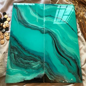 Turquoise Epoxy Backgammon Set|chips Backgammon Dices|board Game|vip ...