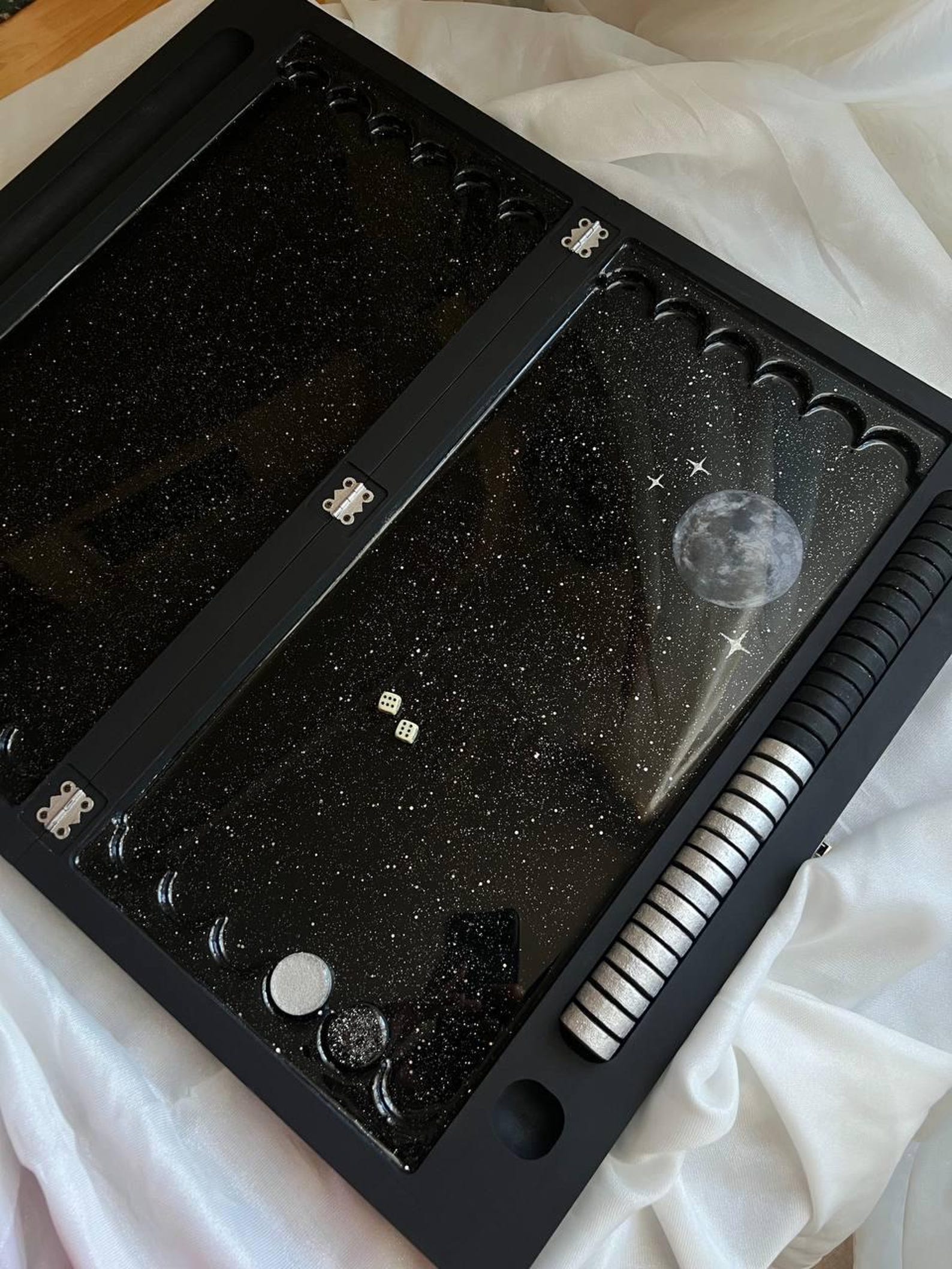 Night Sky| Handmade Epoxy Backgammon Set|chips Backgammon Dices|board Game|vip Gift|luxury Gift ...
