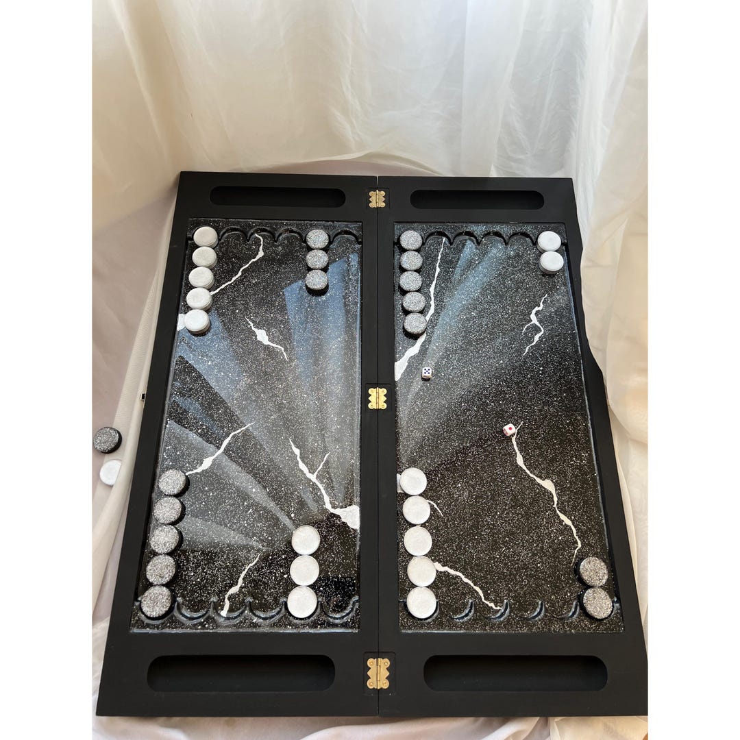 Unique Handmade Resin Backgammon Set|chips Backgammon Dices|board Game ...