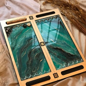 Turquoise Epoxy Backgammon Set|chips Backgammon Dices|board Game|vip ...