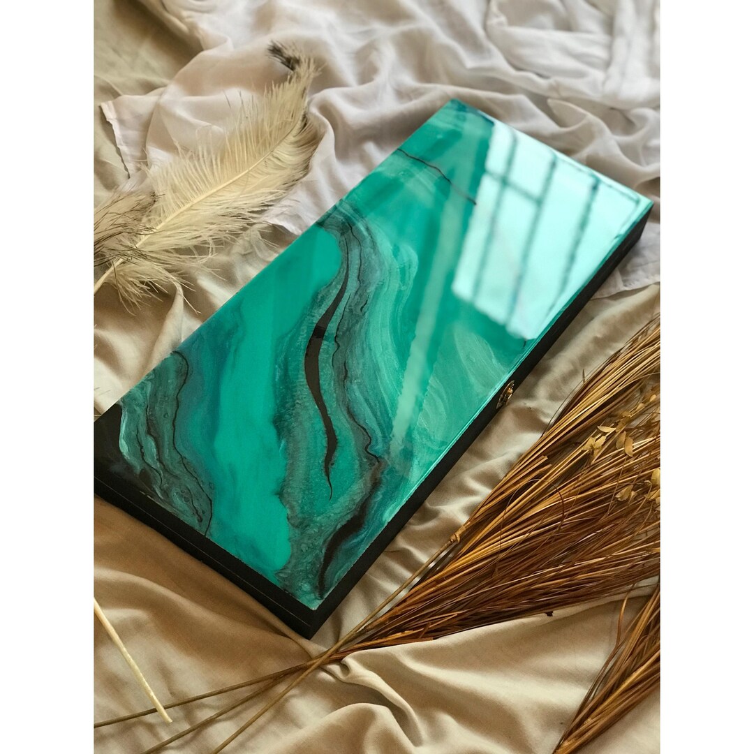 Turquoise Epoxy Backgammon Setchips Backgammon Dicesboard Gamevip ...