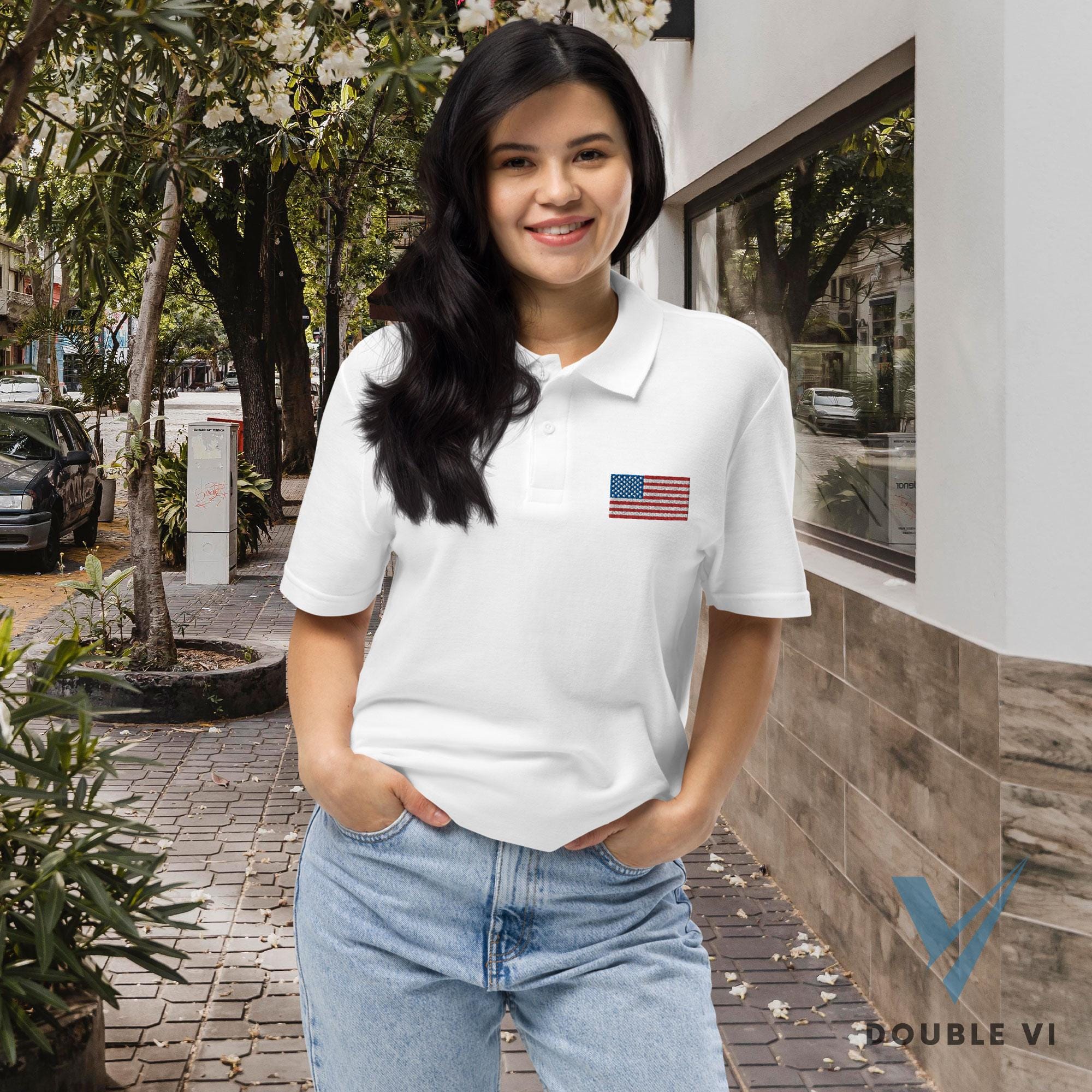 American Flag Polo Shirt, USA Flag Embroidered Shirt, Custom Shirts ...