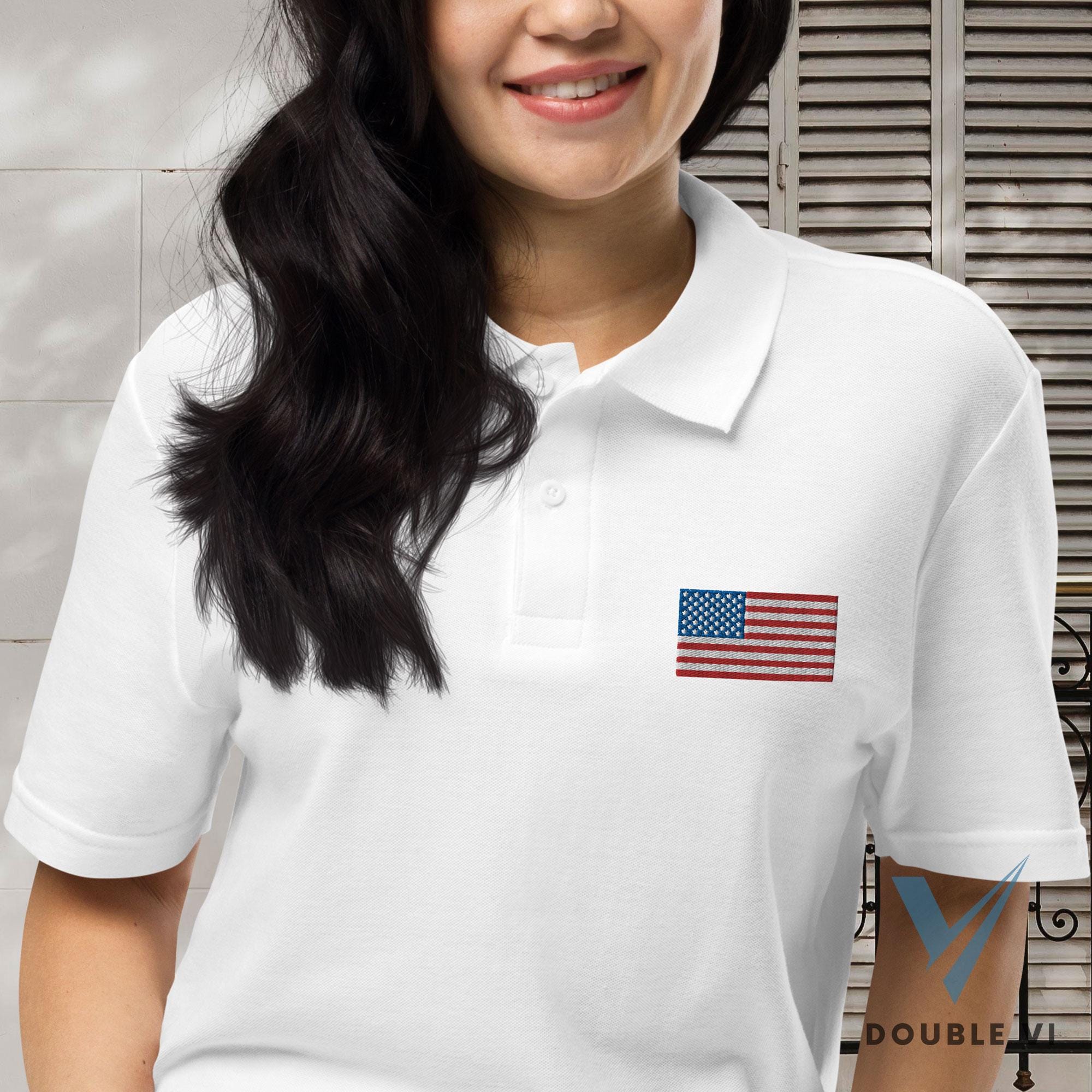 American Flag Polo Shirt, USA Flag Embroidered Shirt, Custom Shirts ...