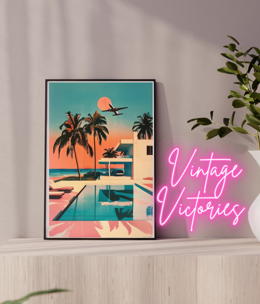 Miami Beach Mansion 1980s. 80s Retro Posters. Vintage Wall Art. 80s ...