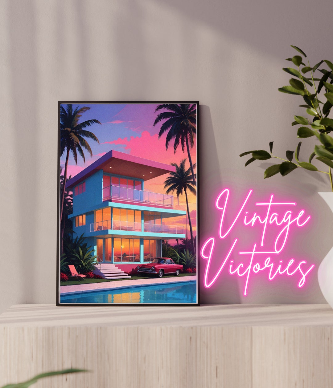 Miami Beach 1980s Poster. City Pop Art Wall Paper. Vintage City Art. - Etsy
