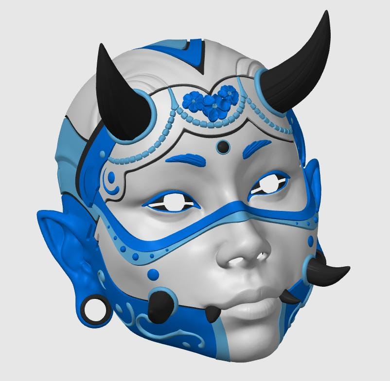3D Printed Hannya Mask - Etsy
