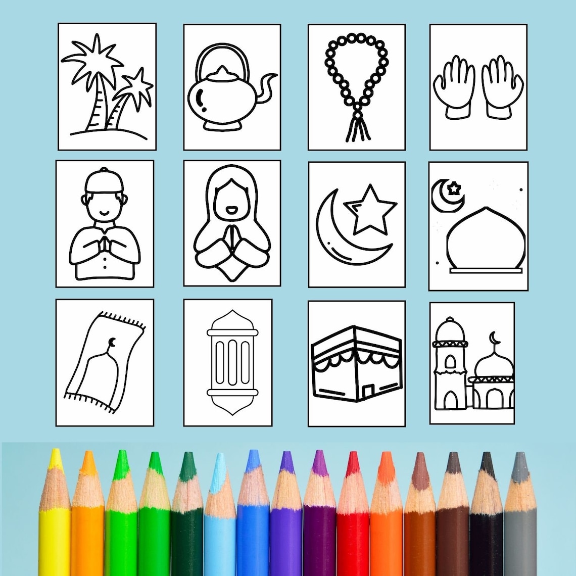 30 Colouring Pages Kids Educational Muslim Kids Islamic Colouring ...