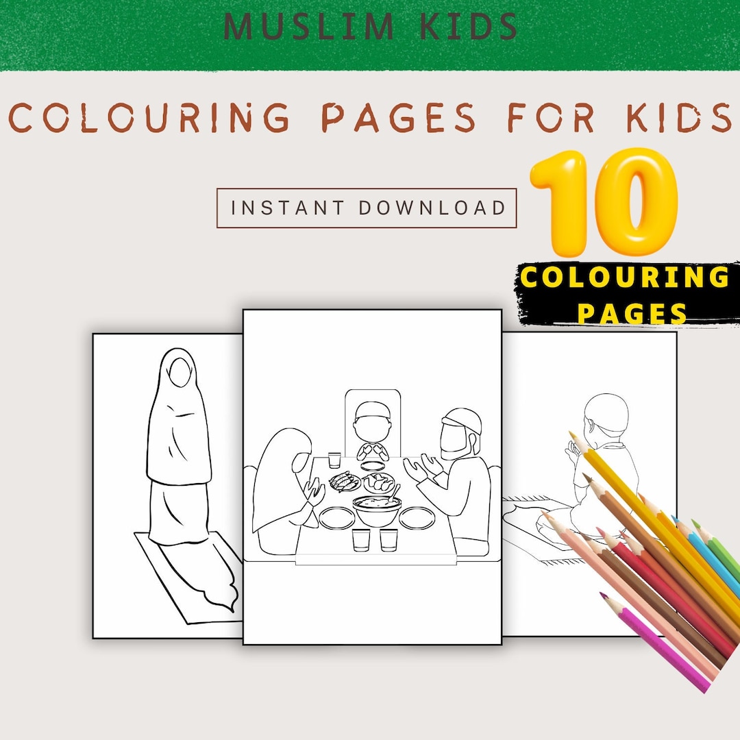 10 Colouring Pages Kids Educational Muslim Kids Islamic Colouring ...