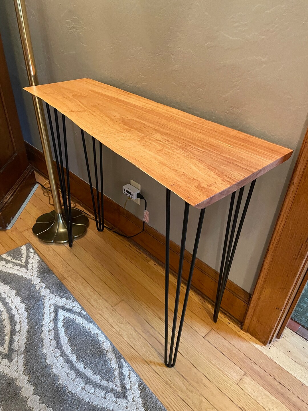 Live Edge Maple Entry Table With Black Metal Hairpin Legs - Etsy