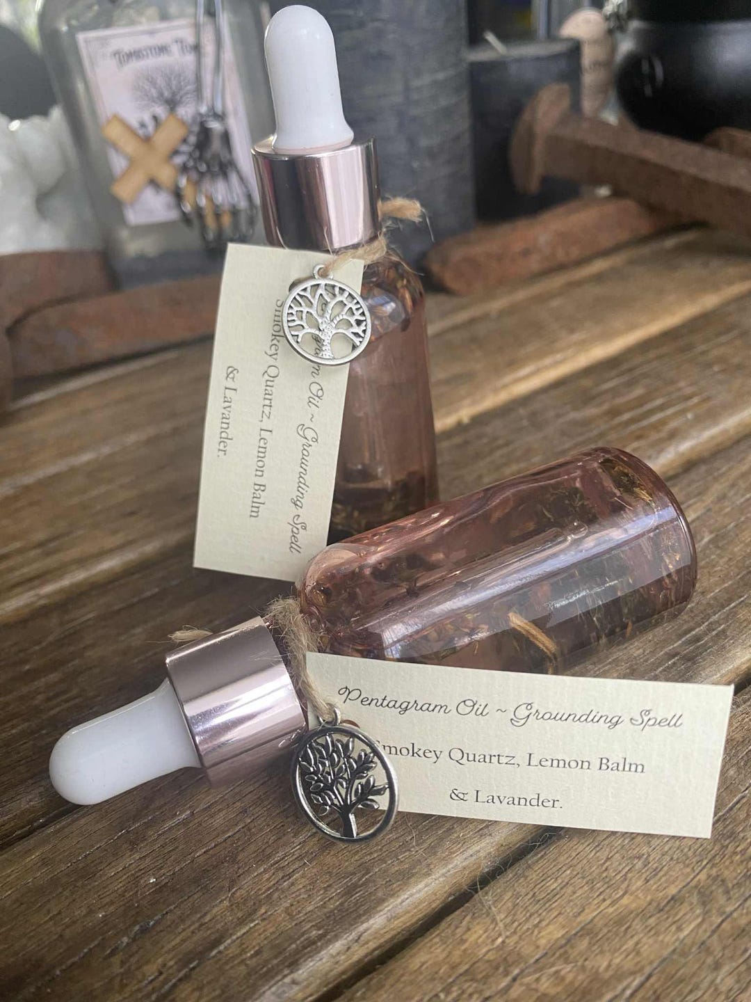 Pentagram Oil, Grounding Spell, Pure Coconut Oils, Crystals, Mugwort ...