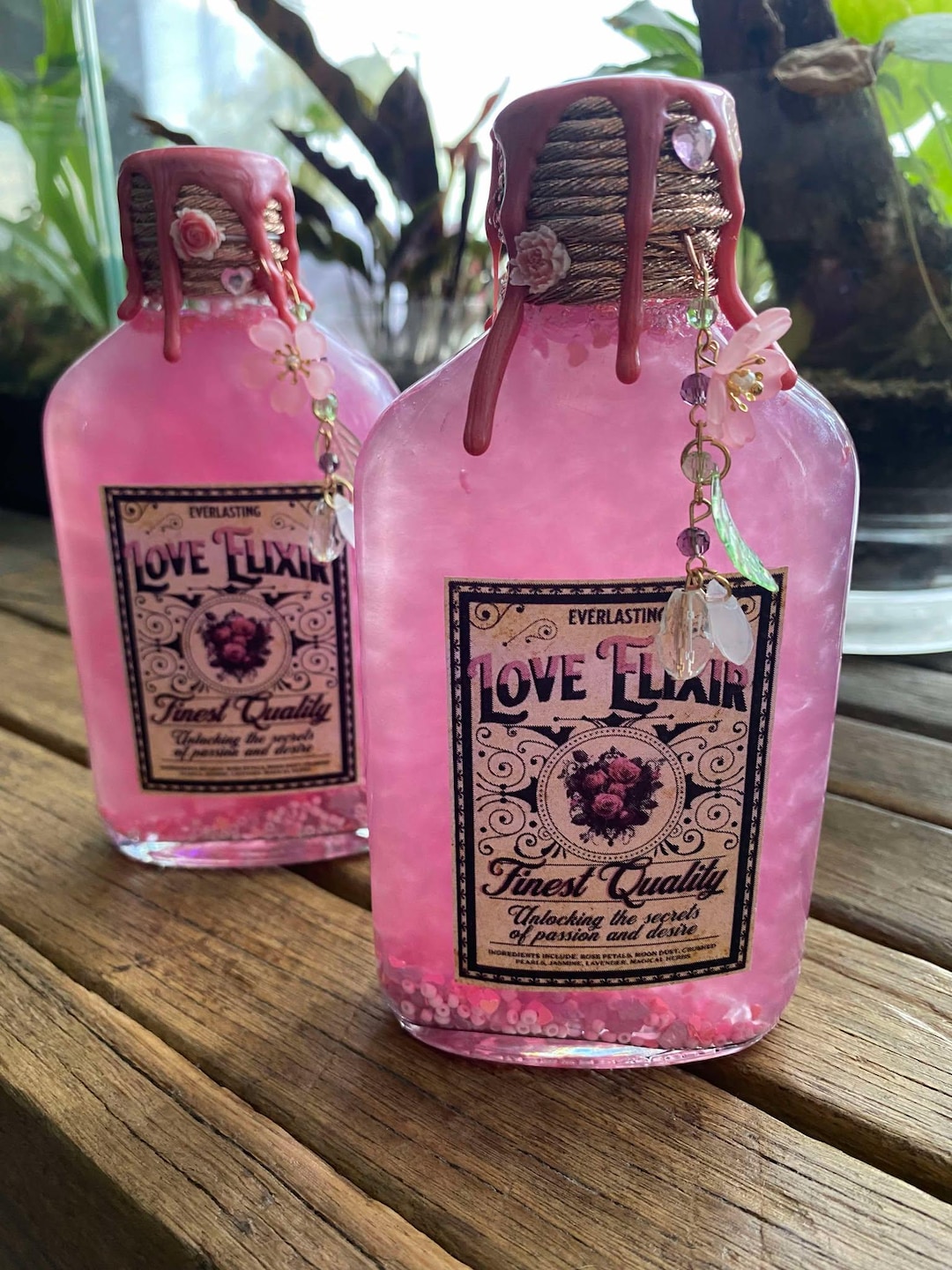 Potion Bottle Art, Love Potion, Love Elixer, Flower Trinkets, Hearts ...