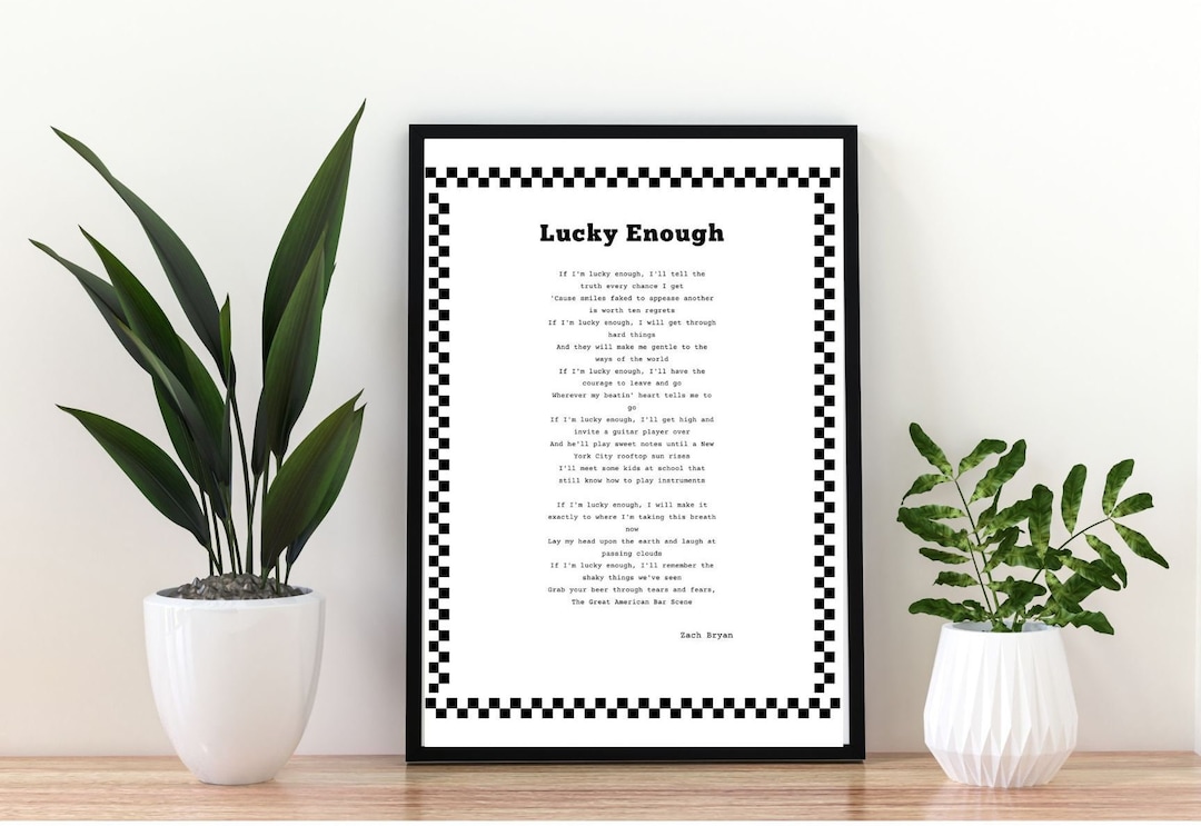 Zach Bryan Poem Lucky Enough DIGITAL DOWNLOAD - Etsy