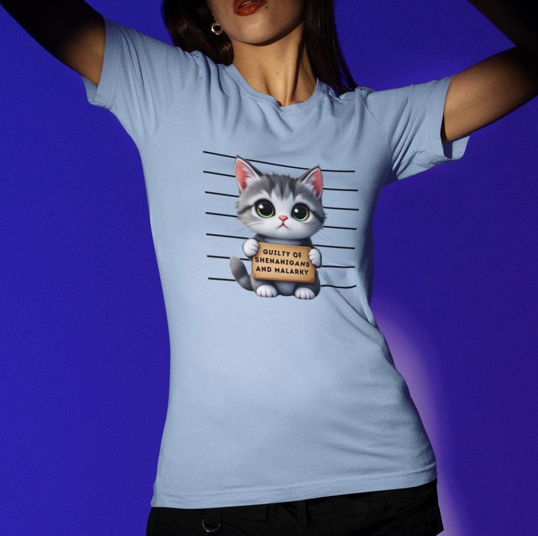 Funny Kitten Mugshot T Shirt – Cute Cat Lover Tee, Quirky Gift for ...