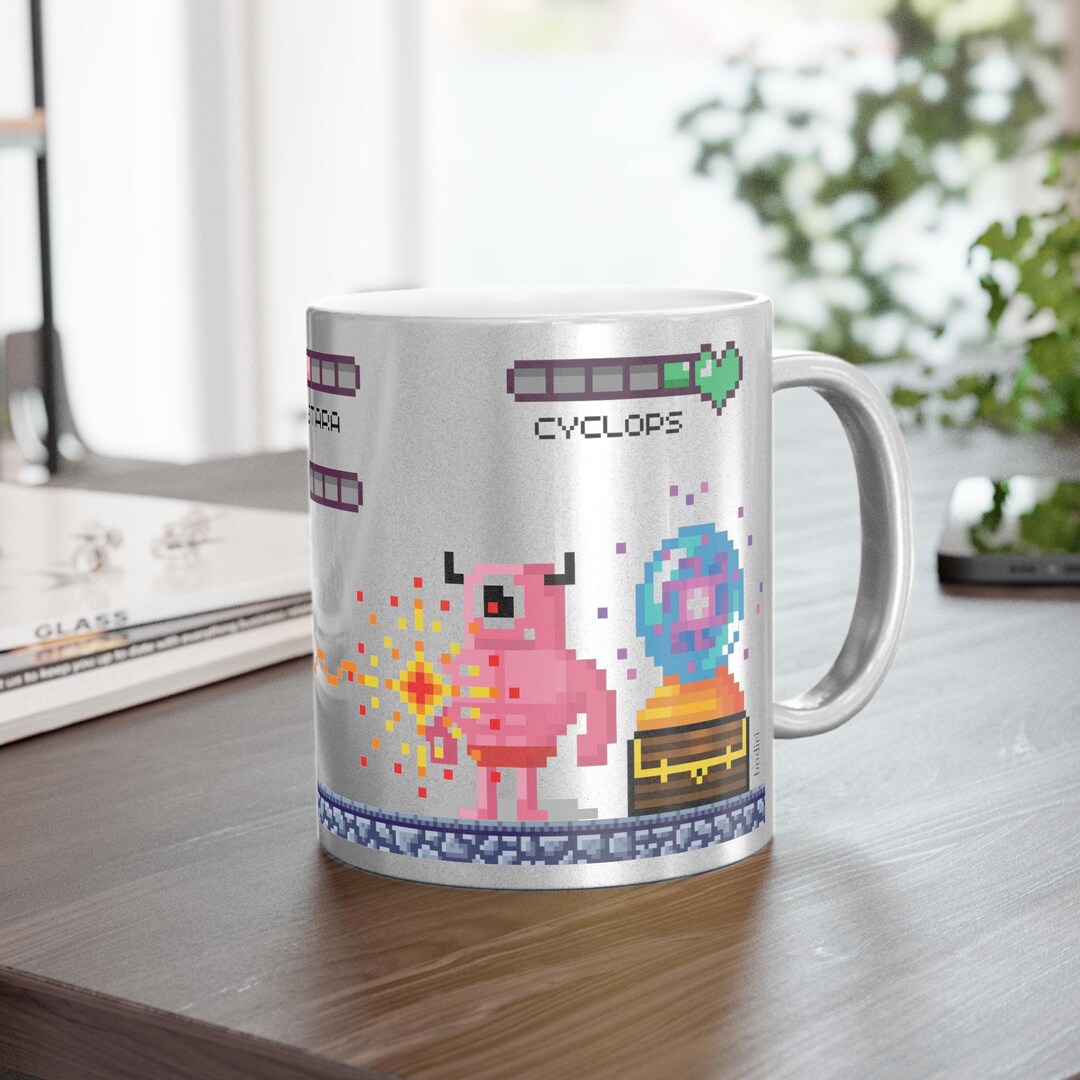 Bodiri "cyclops" Metallic Mug: 8-bit Arcade Game Pixel Art, Medieval ...