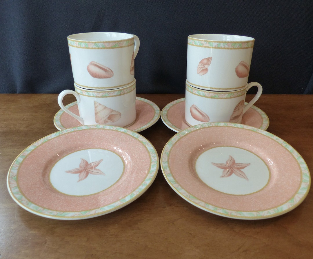 Vintage Victoria Beale Atlantis Cups and Saucers: 1980s Seashell Design ...
