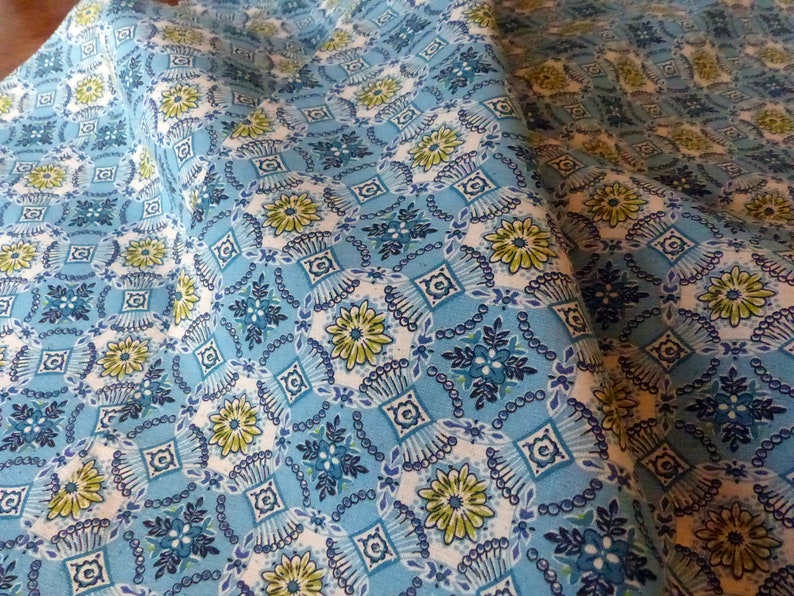Vintage Barkcloth Blue Geometric Mid Century Pattern 6 Yards - Etsy