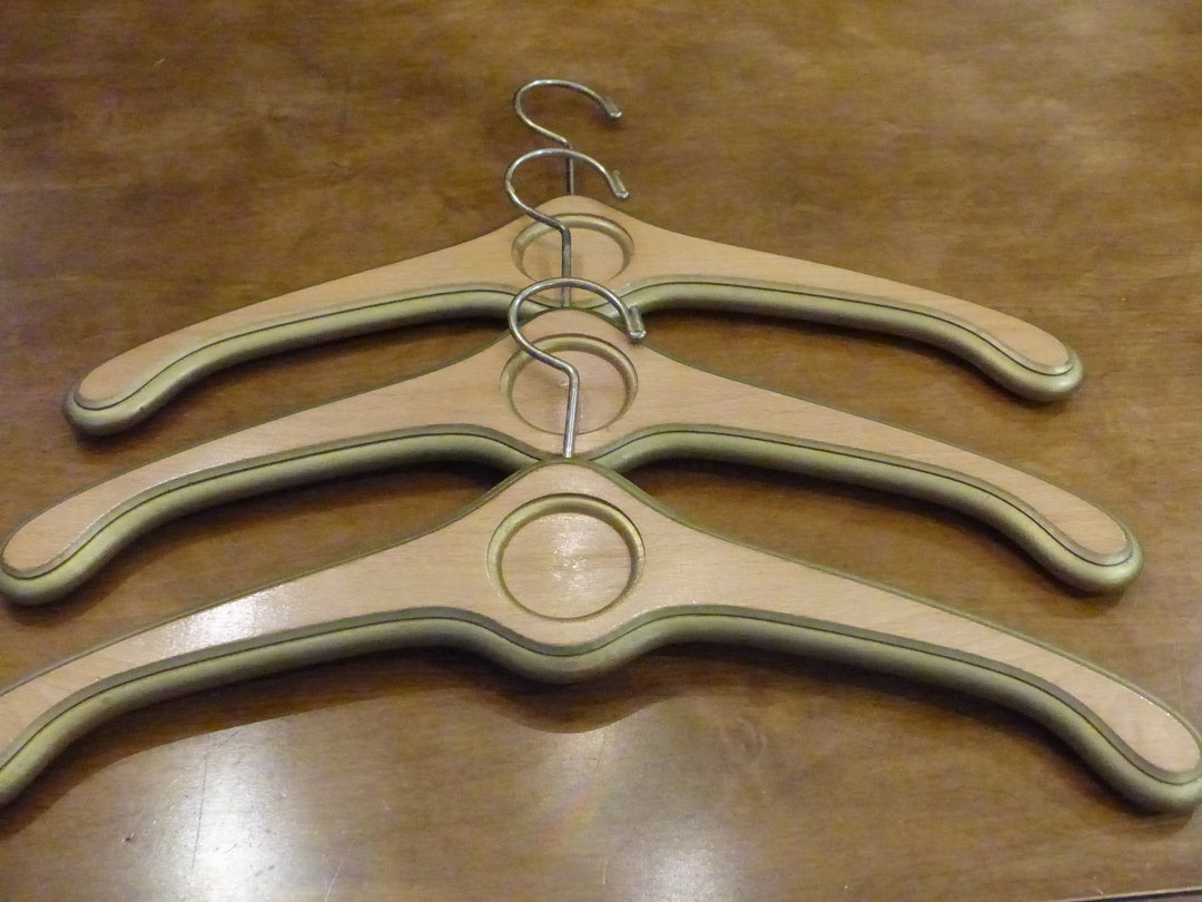 Vintage Wood Mid Century Hangers Hollywood Regency Three, Natural and ...