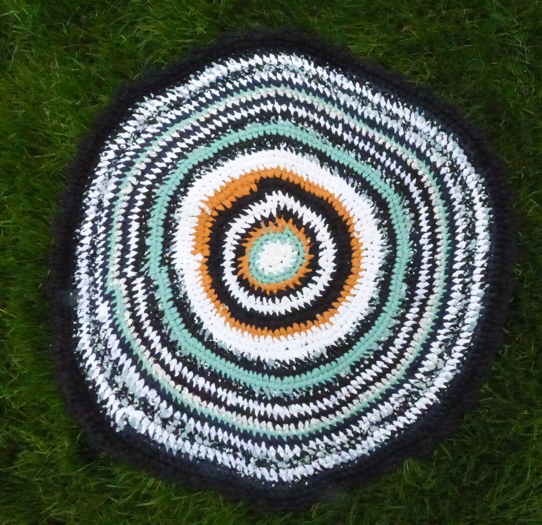 Vintage Rag Rug Crochet Braided Handmade Rug - Round Rag Rug - 28 ...