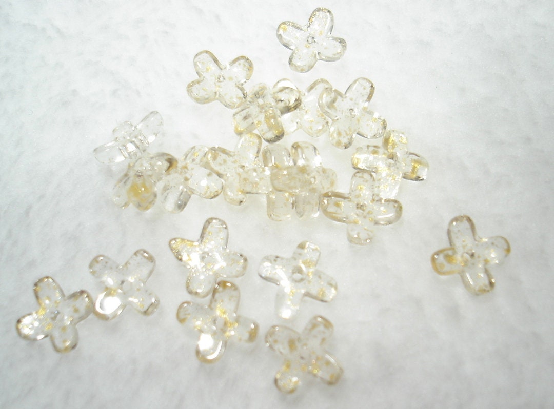 Clear With Gold Foil Splash Cross Clover 8mm Beads Qty 20 - B7935 - Etsy