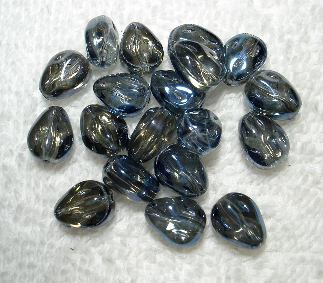Blue Electroplated Glass Dimpled Teardrop 11x9x6mm Beads Qty 18 B7691 ...