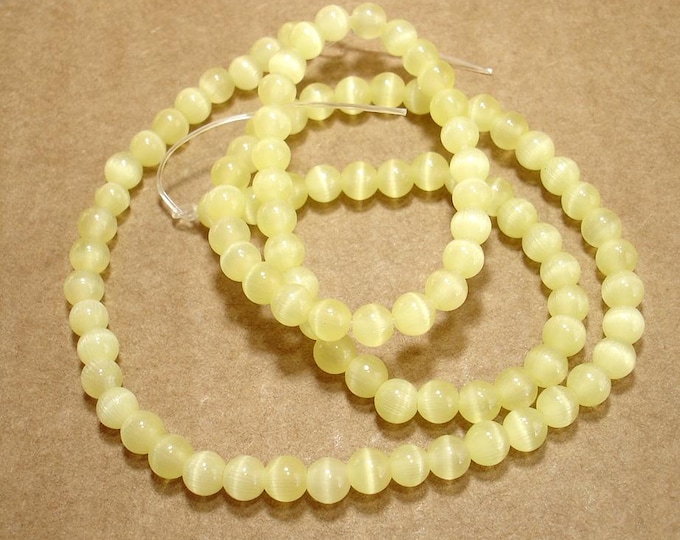 Light Yellow Cats Eye Glass Round 4mm Beads Qty One Strand - B8382 - Etsy
