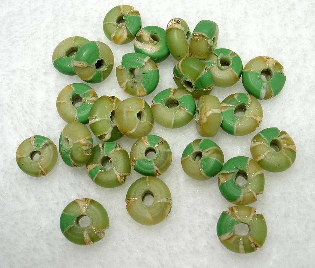 Yellow Green Gold Foil Handmade Polymer Clay Abacus Rondelle 7x3mm ...