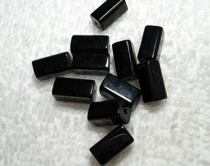 Black Glass Rectangle Cube 12x5mm Beads (qty 11) - B7017 - Etsy
