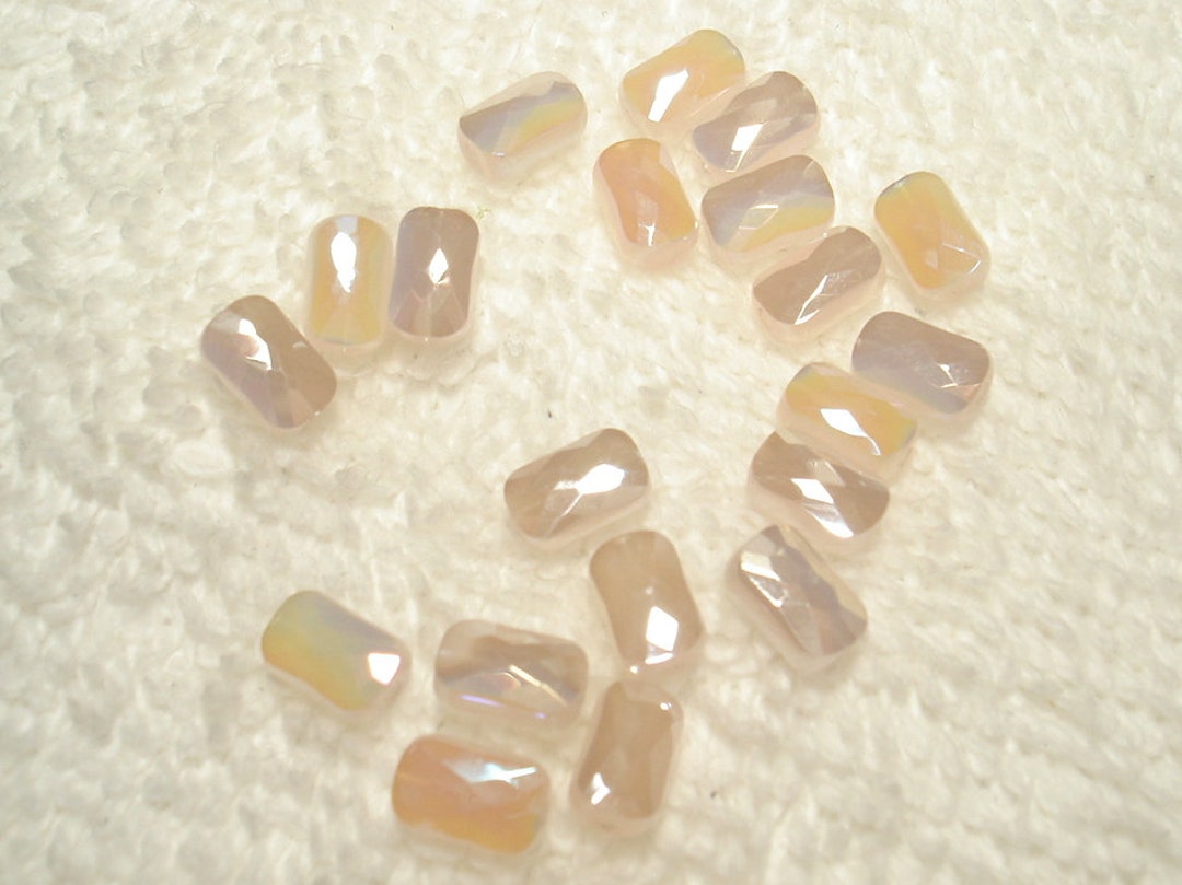 Opal Opaque AB Electroplated Glass Faceted Rectangle 7x4x3mm Beads Qty ...