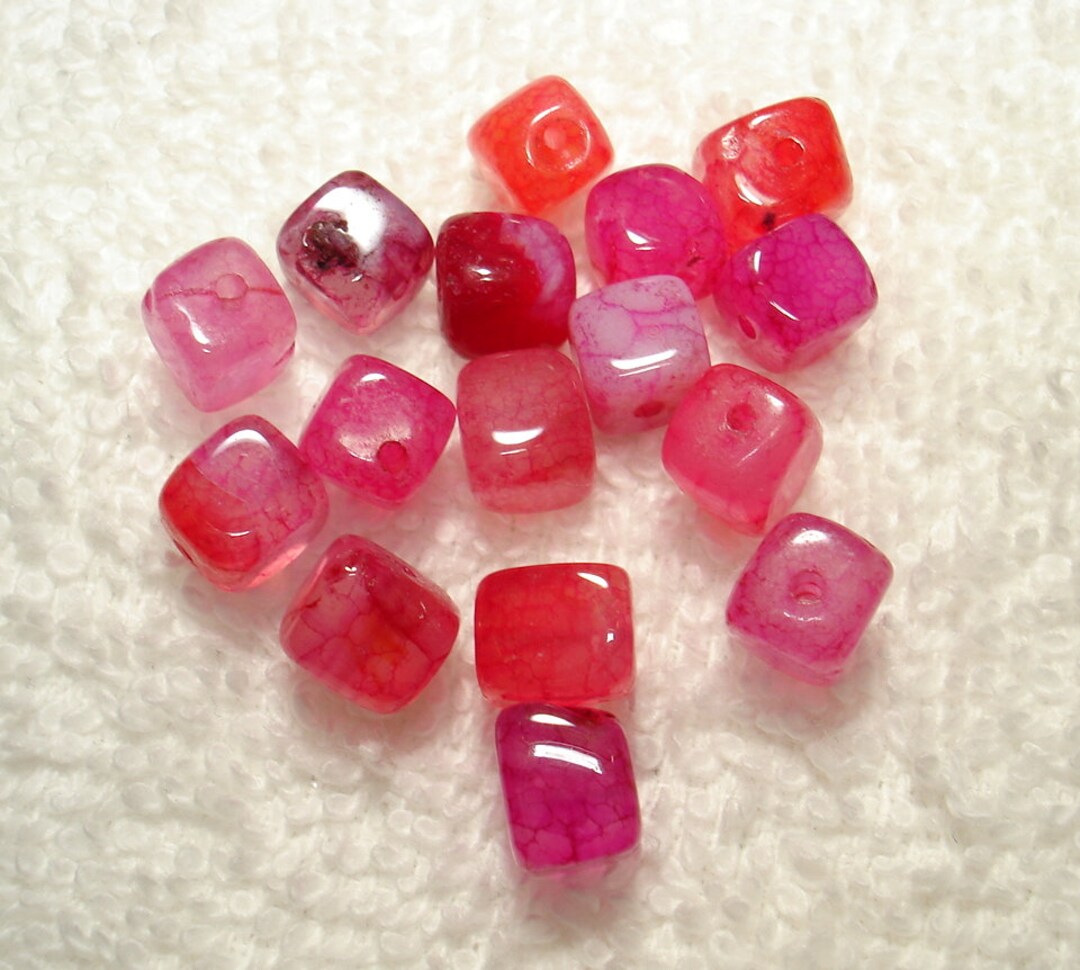 Fuchsia Dyed Natural Agate Gemstone Cube 7-8mm Beads Qty 16 - B7512 - Etsy