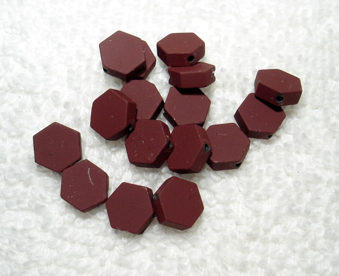 Maroon Brown Spray Painted Synthetic Hematite Hexagon 8x3mm Beads Qty ...