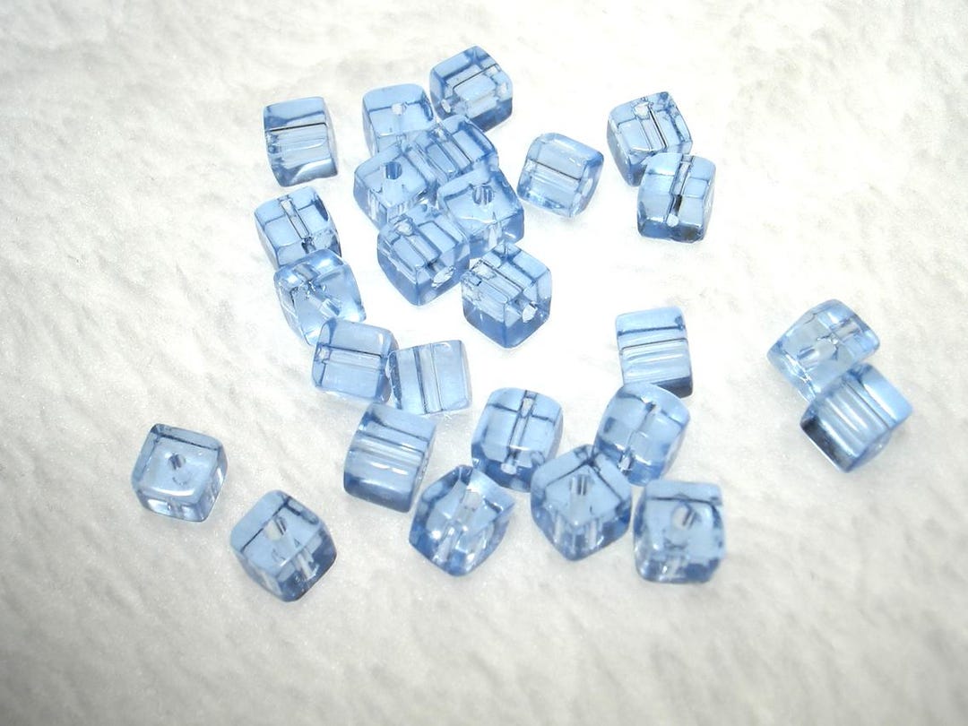 Pale Blue Transparent Glass Square Cube 4mm Beads Qty 26 - B9218 - Etsy
