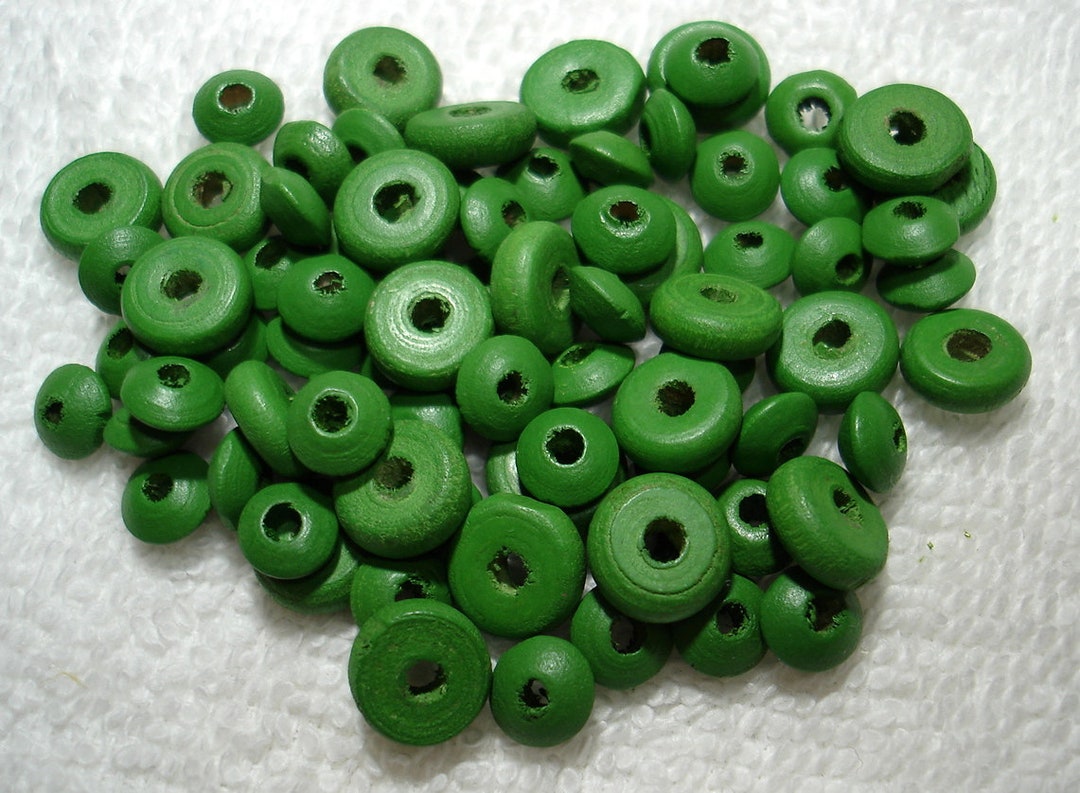 Green Wood Two Rondelle Sizes 11x3mm and 8x4mm Beads qty 70 B5846 - Etsy