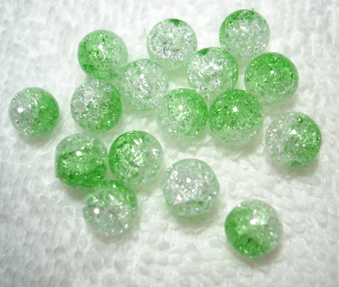 Lime Green Synthetic Quartz Crackle Glass Round 8mm Beads qty 16 B6524 ...