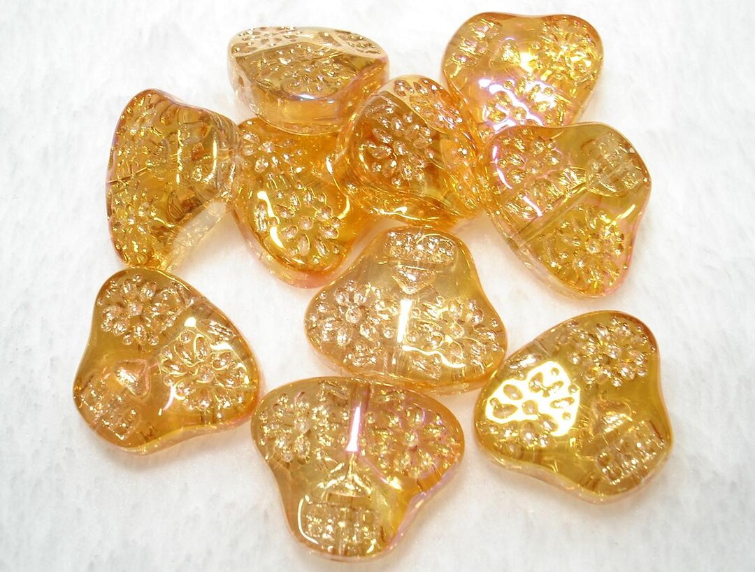 Electroplated Sugar Skull Beads: Orange, Pink & Gold Glass (16x19x7mm ...