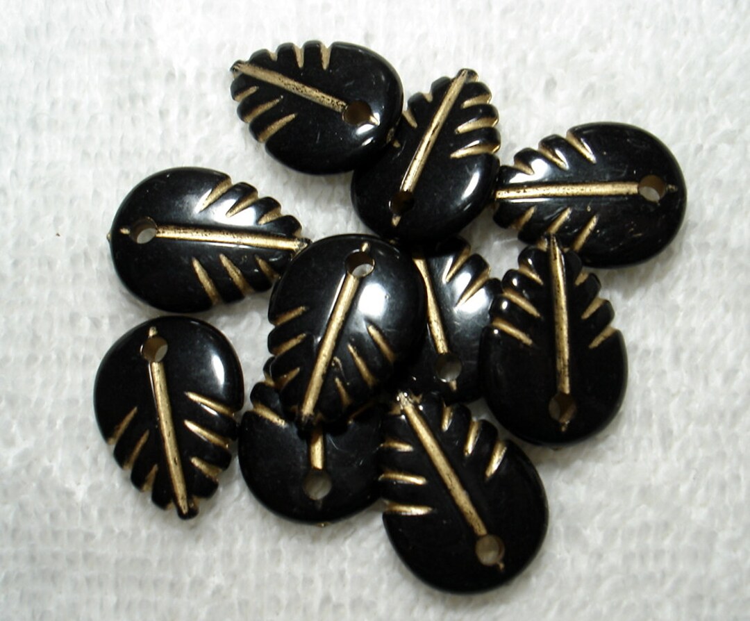 Black Golden Metal Enlaced Acrylic Leaf 19x14x4mm Drops qty 10 B7222 - Etsy