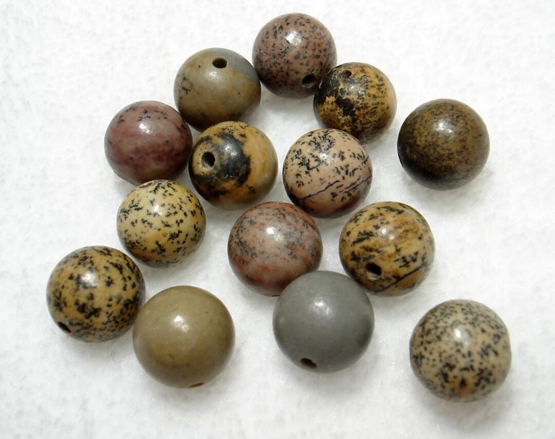Natural Dendritic Chohua Jasper Gemstone Round 8mm Beads Qty 14 - B8321 ...