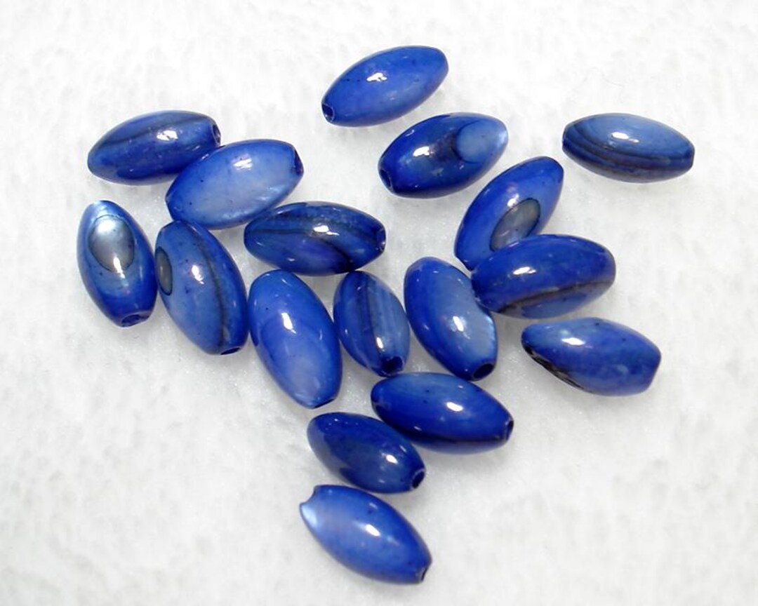 Dark Blue Dyed Natural Freshwater Shell Rice 7x4mm Beads Qty 16 - B9125 ...