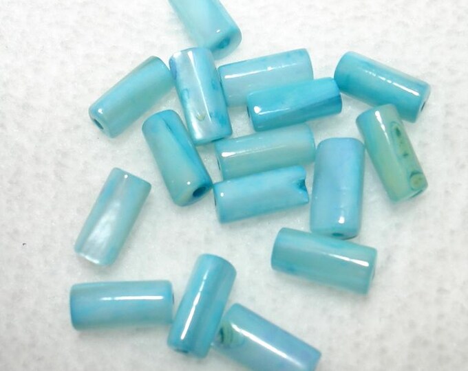 Light Blue Natural Freshwater Shell Column 8x4mm Beads Qty 15 - B8056 ...