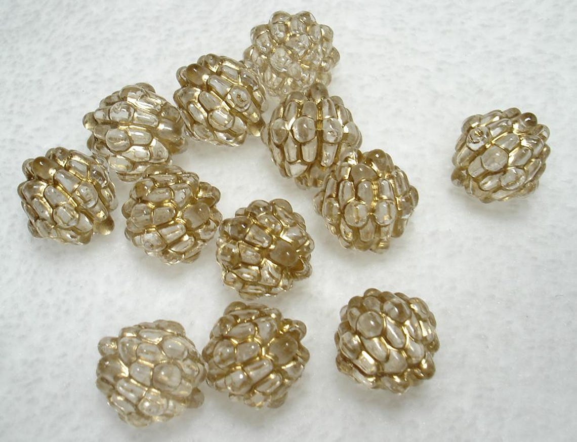 Clear Transparent Gold Metal Enlaced Plating Acrylic Bumpy Round 12mm ...