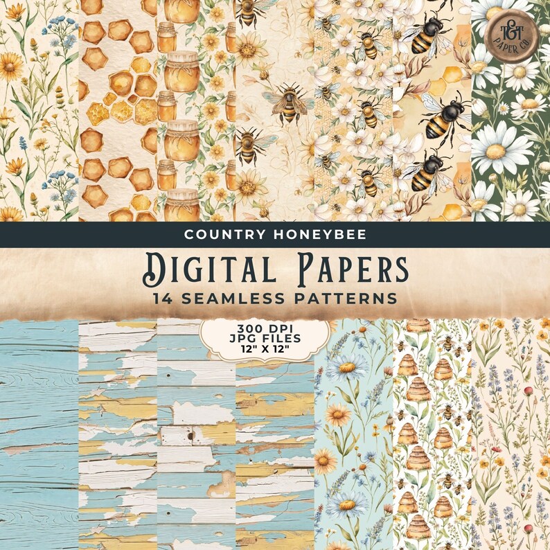 Bees Paper Digital Seamless Pattern Honeybee Decorative Pages ...