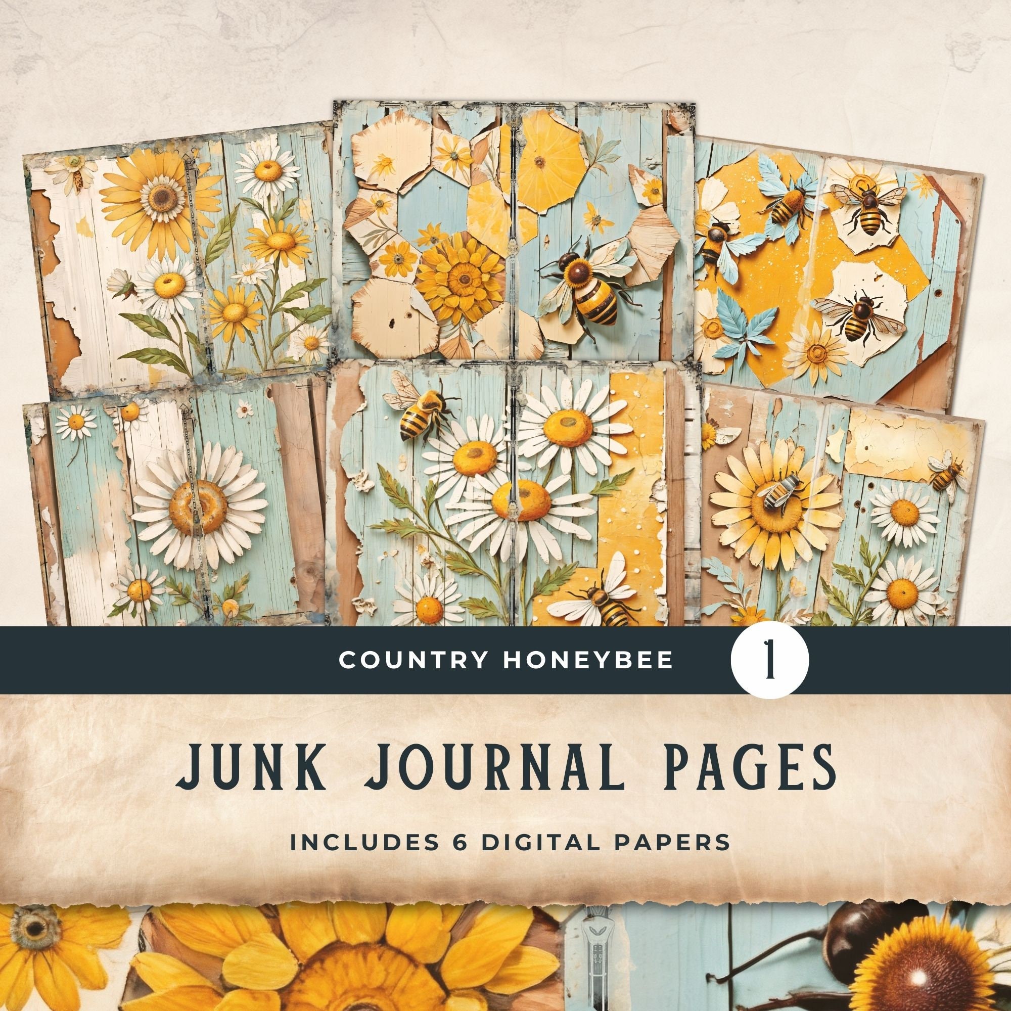 Bee Junk Journal Digital Queen Bee Pages Beekeeper Papers Honey Bee ...