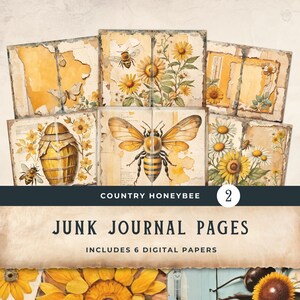 Bee Junk Journal Digital Queen Bee Pages Beekeeper Papers Honey Bee ...